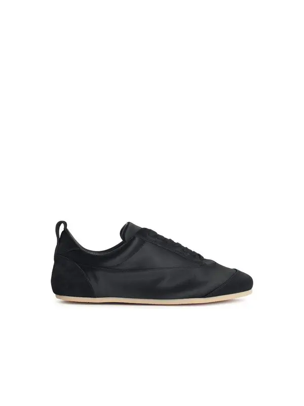 JIL SANDER Satin Sneakers With Suede Trim - Black