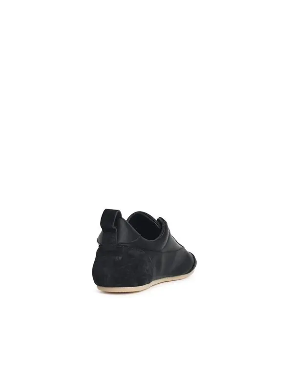 JIL SANDER Satin Sneakers With Suede Trim - Black