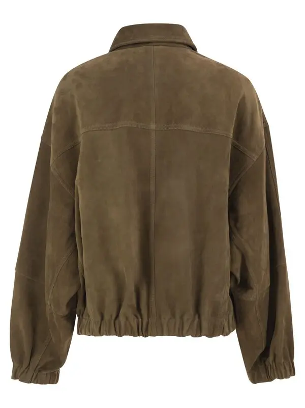 Brunello Cucinelli Suede Leather Bomber Jacket