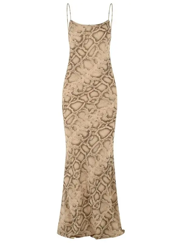 Andamane Printed Polyester Dress - Cream