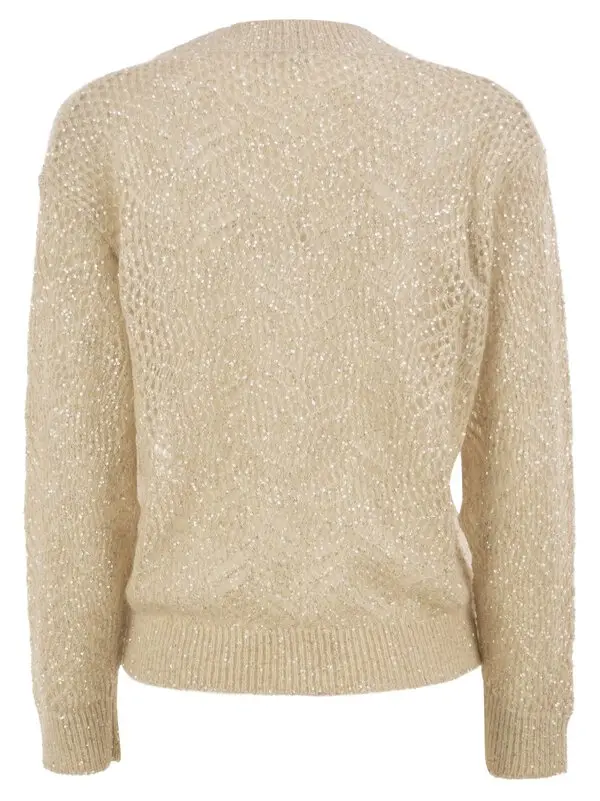 Brunello Cucinelli Openwork Mohair Sweater With Sequins