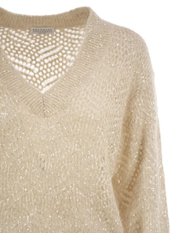 Brunello Cucinelli Openwork Mohair Sweater With Sequins