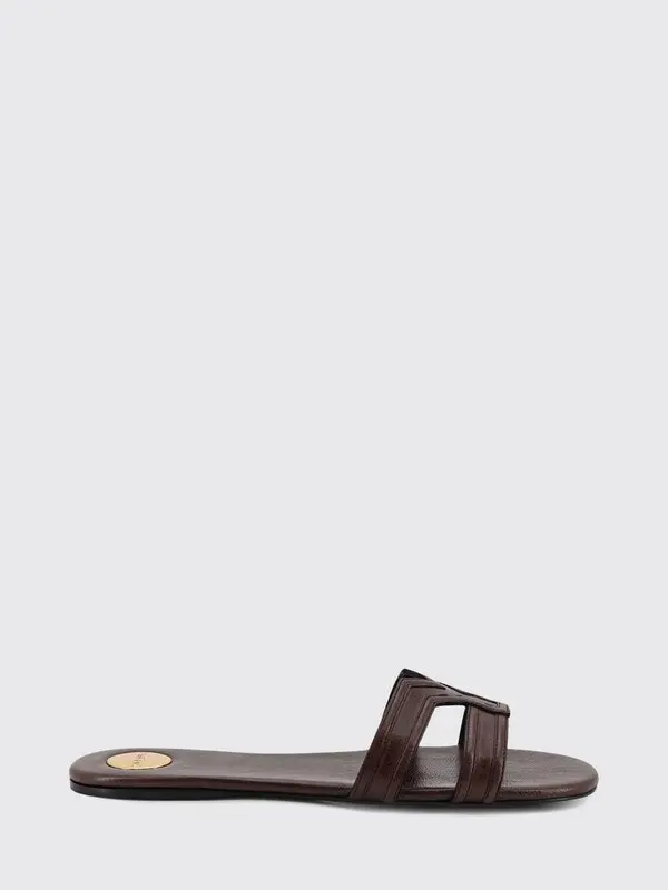 Saint Laurent Mabrouka Vegetable-tanned Leather Slippers - Brown