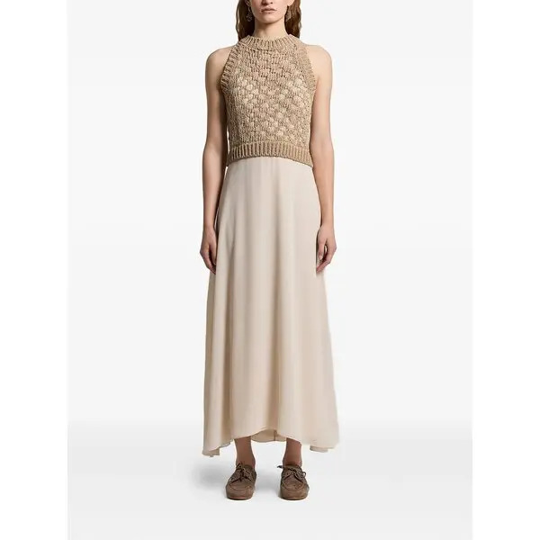 Peserico Crochet Detail Sleeveless Maxi Dress