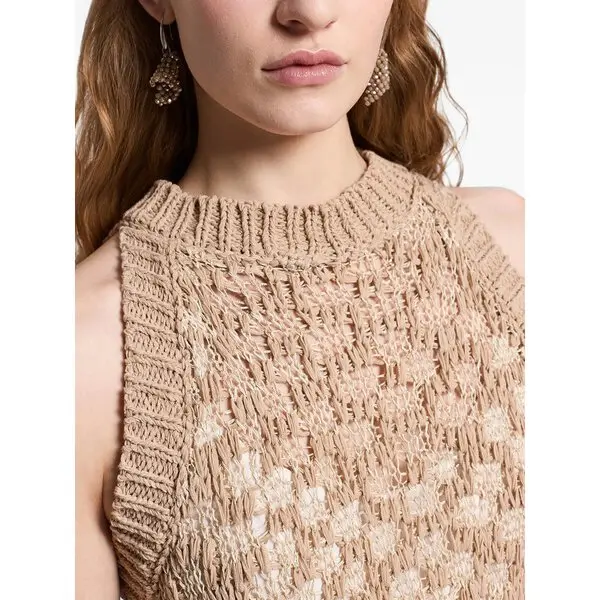 Peserico Crochet Detail Sleeveless Maxi Dress