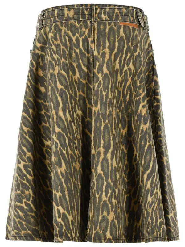 GANNI Leopard Skirt In Cotton