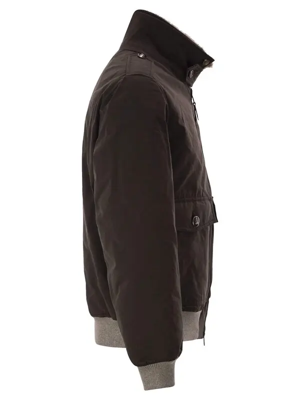 Brunello Cucinelli Padded Bomber Jacket With Shearling Collar And Tailored Details