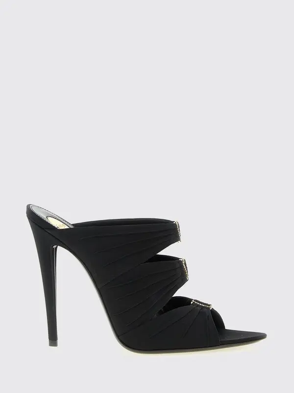 Saint Laurent Emilie Crêpe Satin Heeled Sandals - Black