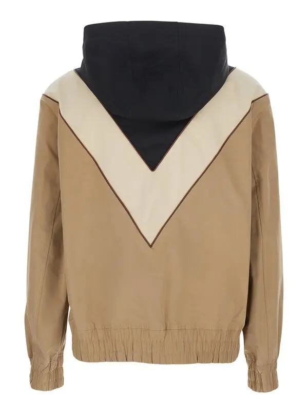 Valentino Garavani Beige Jacket With Vlogo Patch On The Front In Tech Fabric For
