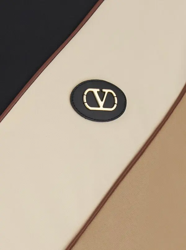 Valentino Garavani Beige Jacket With Vlogo Patch On The Front In Tech Fabric For