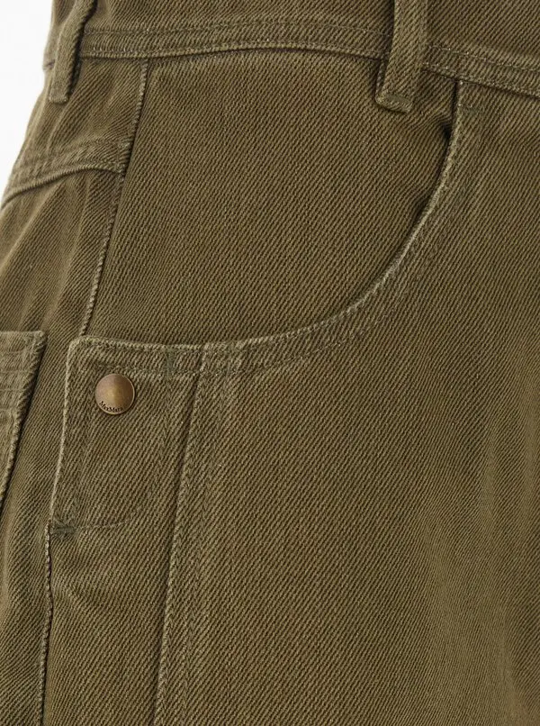 Max Mara Alaro' Green Jeans With Patch Pockets On The Back And Wide Leg In Denim For - Multicolor
