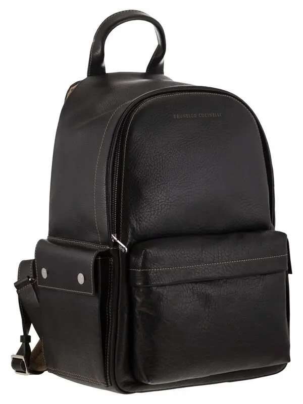 Brunello Cucinelli Grained Calfskin Backpack - Black