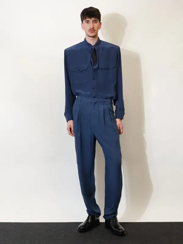 Saint Laurent Silk Trousers With Belt