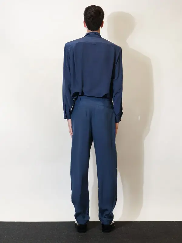Saint Laurent Silk Trousers With Belt