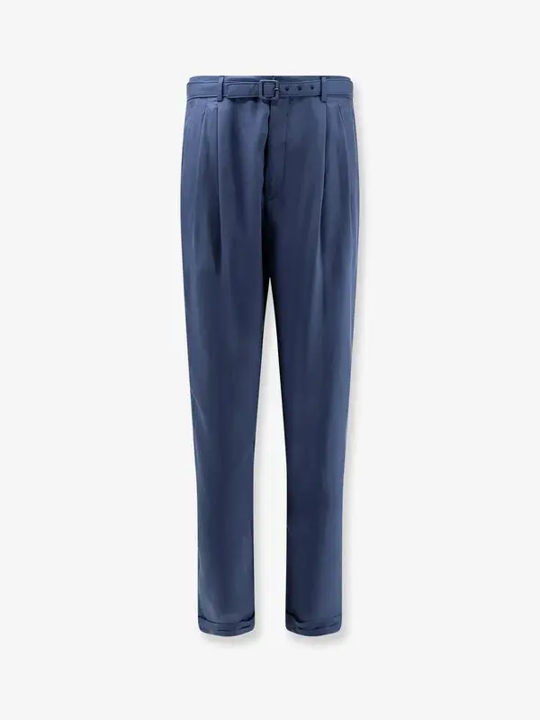 Saint Laurent Silk Trousers With Belt - Multicolor