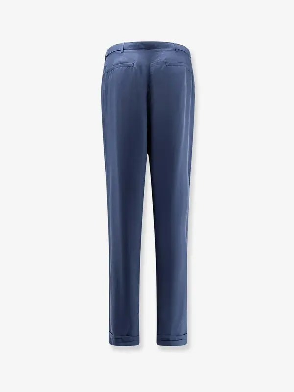 Saint Laurent Silk Trousers With Belt - Multicolor