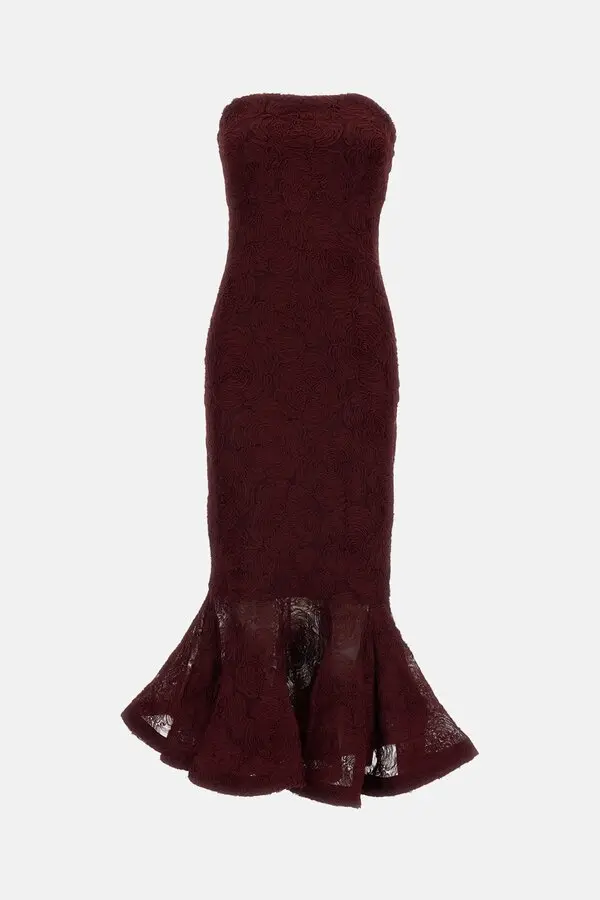 ROTATE BY BIRGER CHRISTENSEN Flower Mesh Flounce Dress