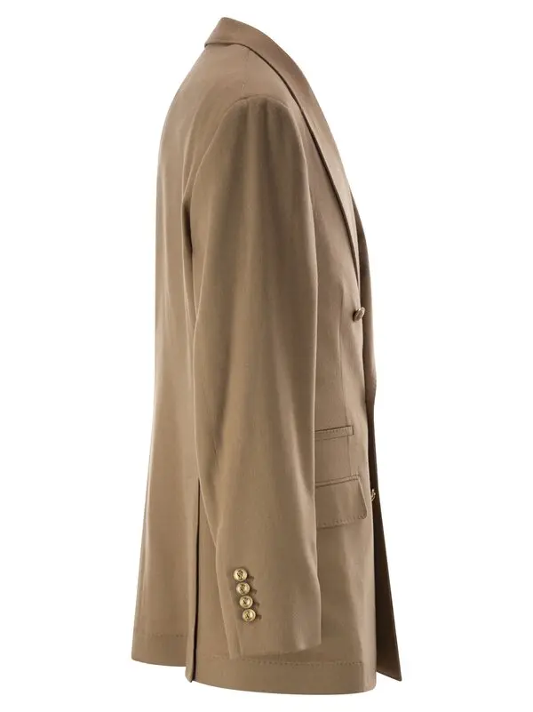 Brunello Cucinelli Double-breasted Pure Camel Hair Blazer With Gold-tone Buttons - Brown
