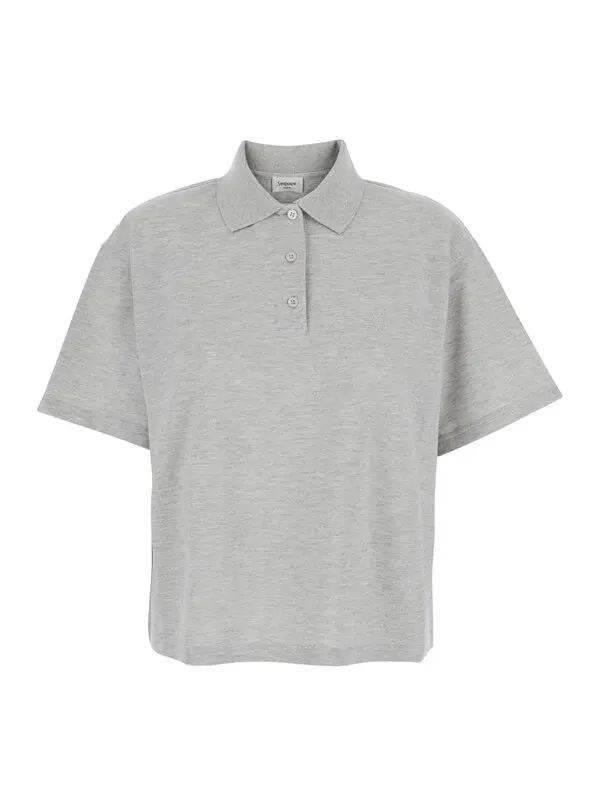 Saint Laurent Grey Short Sleeve Polo In Cotton - Gray