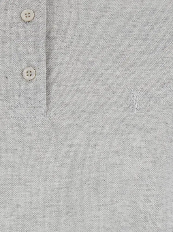 Saint Laurent Cotton Polo Shirt - Gray