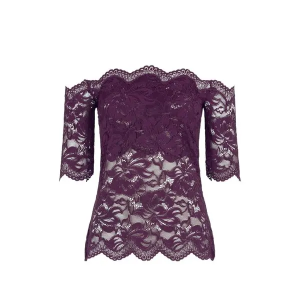 Rabanne Off-the-shoulder Floral Lace Blouse - Purple