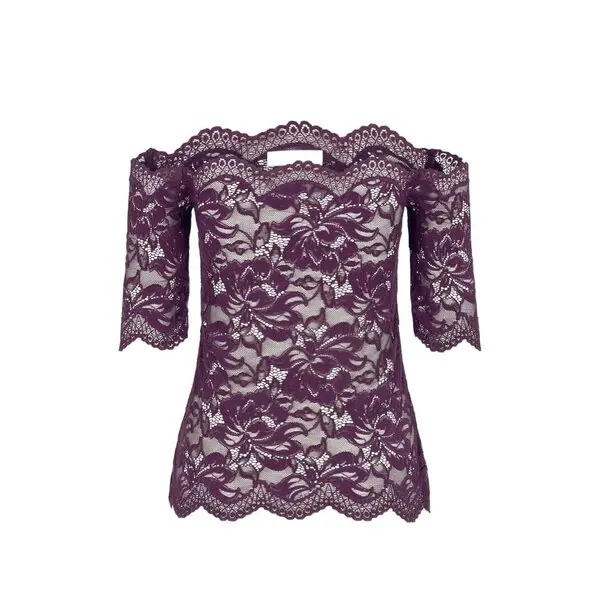 Rabanne Off-the-shoulder Floral Lace Blouse - Purple
