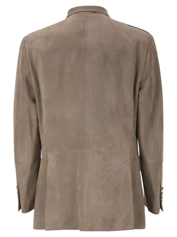 Brunello Cucinelli Suede Leather Safari Jacket With Patch Pockets