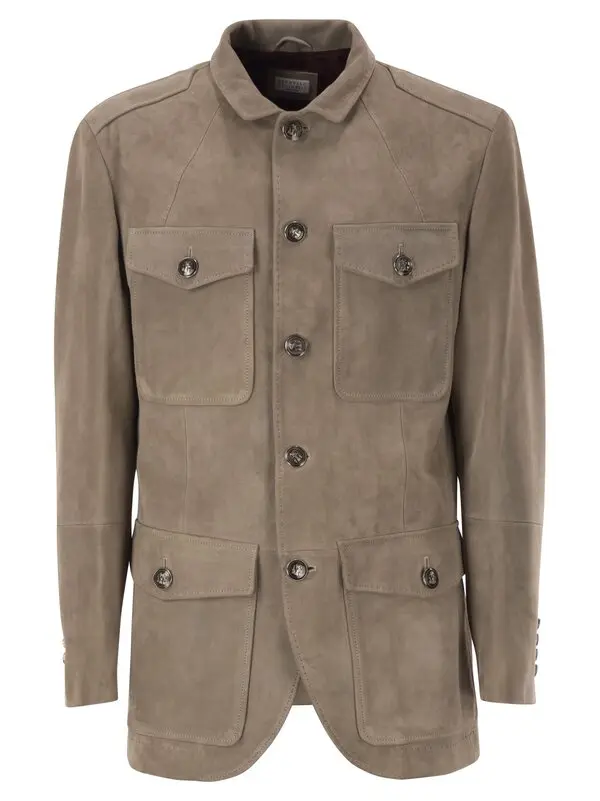 Brunello Cucinelli Suede Leather Safari Jacket - Multicolor