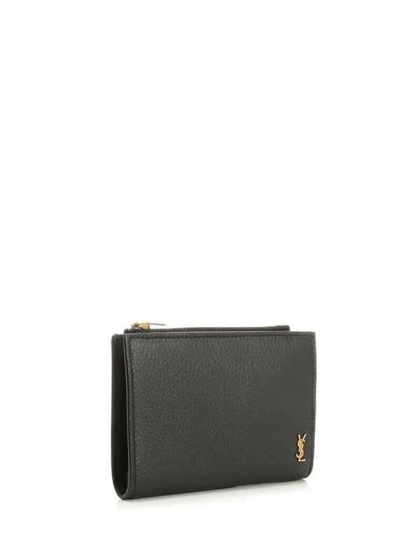 Saint Laurent Tiny Cassandre Bi-fold Wallet - Black