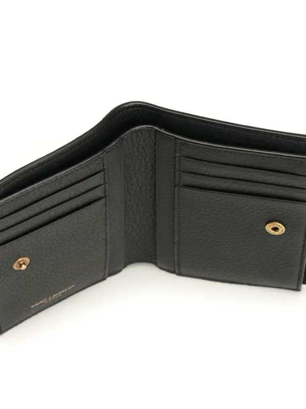 Saint Laurent Tiny Cassandre Bi-fold Wallet - Black