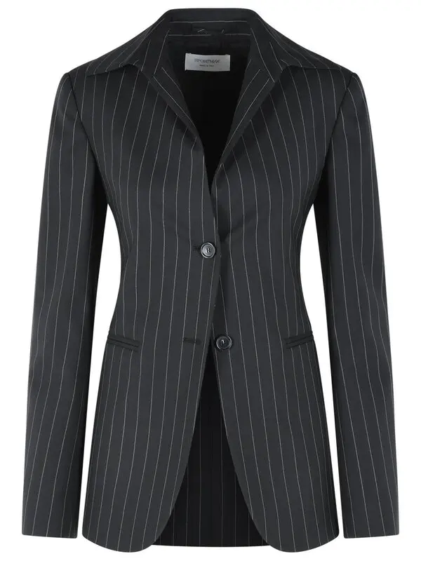 Sportmax Rive' Tight Blazer In Virgin Wool Blend - Black
