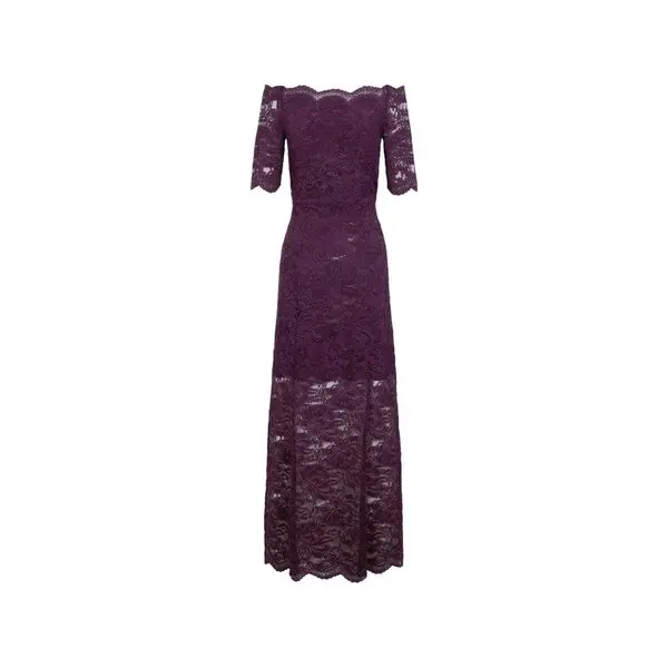 Rabanne Floral Lace Evening Dress - Purple