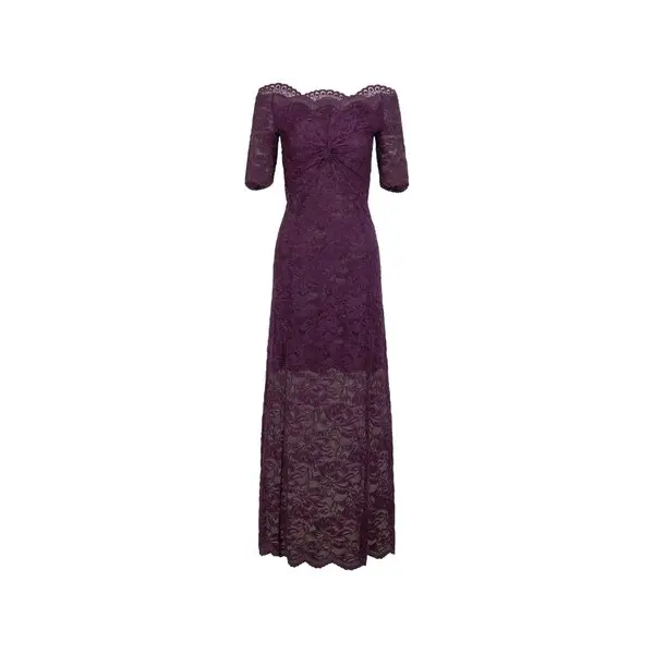 Rabanne Floral Lace Evening Dress - Purple