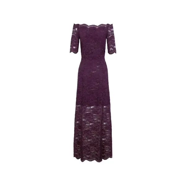 Rabanne Floral Lace Evening Dress - Purple