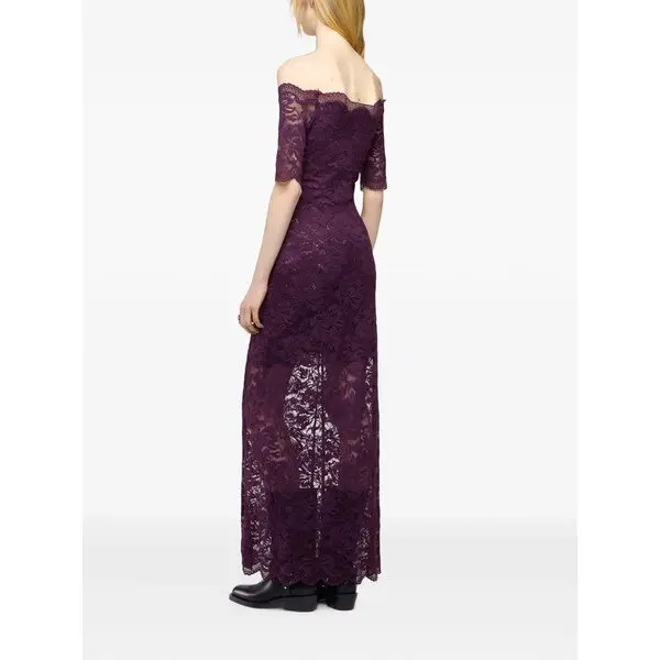 Rabanne Floral Lace Evening Dress - Purple