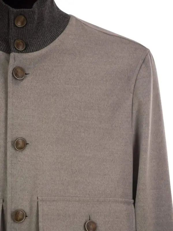 Brunello Cucinelli Virgin Wool Bomber Jacket With Cashmere Knit Details