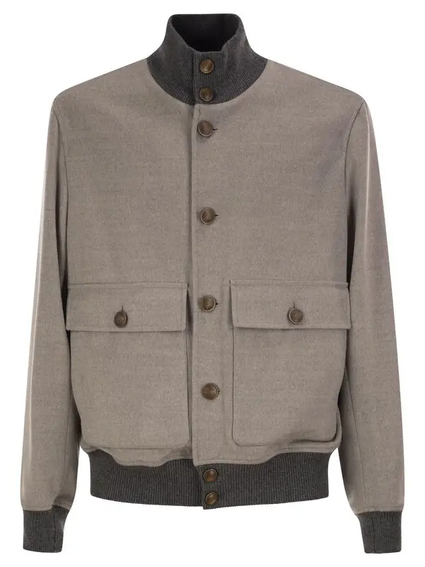 Brunello Cucinelli Virgin Wool Bomber Jacket - Multicolor