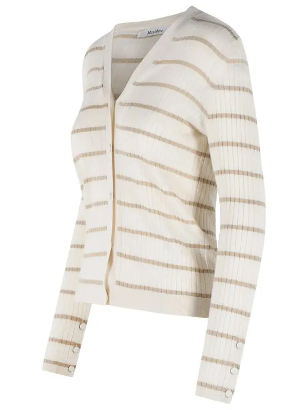 Max Mara Pedale' Ivory Cashmere And Silk Cardigan - Cream