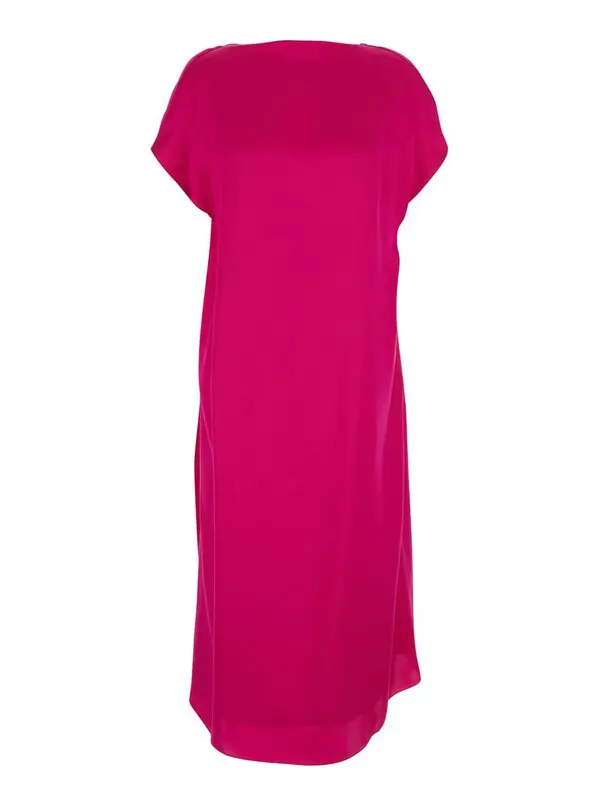 Dries Van Noten Diria' Pink Midi Dress With V-neck On The Back And Short Sleeves In Silk For - Multicolor