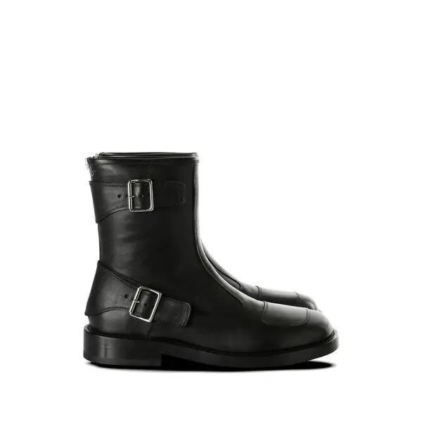 ANN DEMEULEMEESTER Leather Buckled Zip Boots - Black