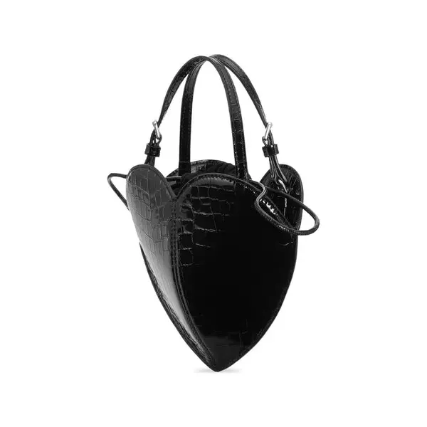 ROTATE BY BIRGER CHRISTENSEN Crocodile Effect Leather Heart Shaped Handbag - Black