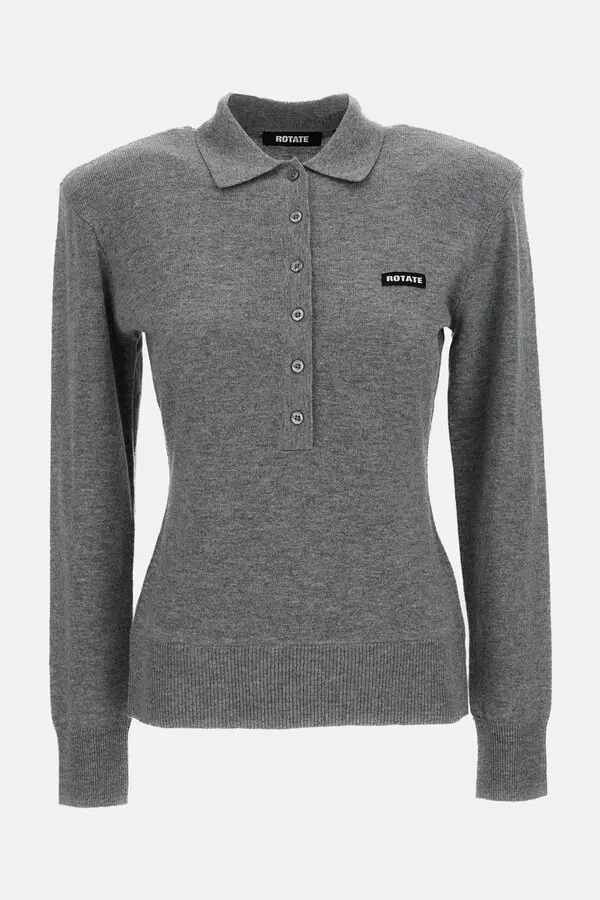ROTATE BY BIRGER CHRISTENSEN Wool Longleeve Polo