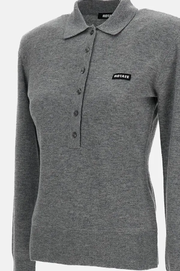 ROTATE BY BIRGER CHRISTENSEN Wool Longleeve Polo