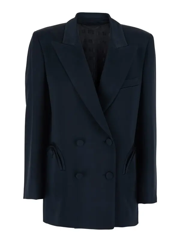 BLAZÉ MILANO Zenith' Blue Double-breasted Jacket With Peak Revers In Viscose Blend For - Multicolor