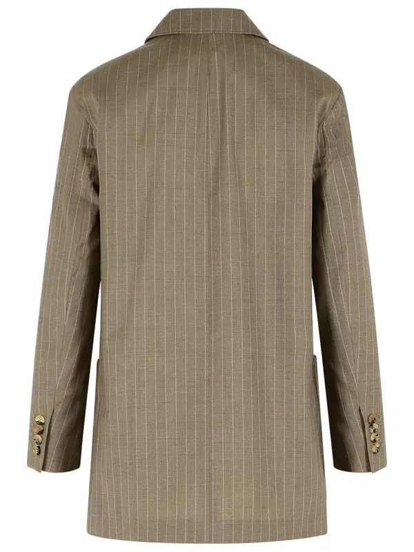 Max Mara Oversize Blazer In Hazelnut Pinstriped Wool Tela