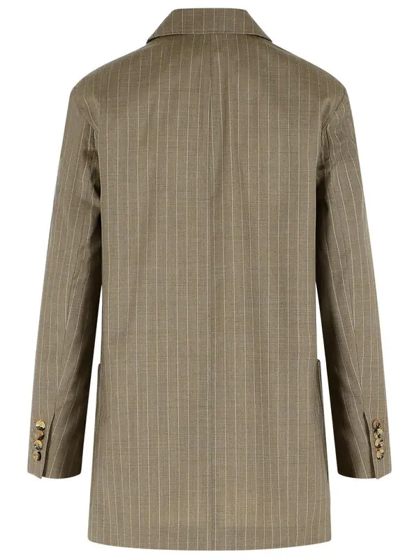 Max Mara Oversize Pinstriped Wool Blazer - Cream
