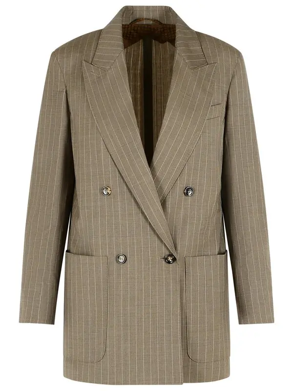 Max Mara Oversize Pinstriped Wool Blazer - Cream