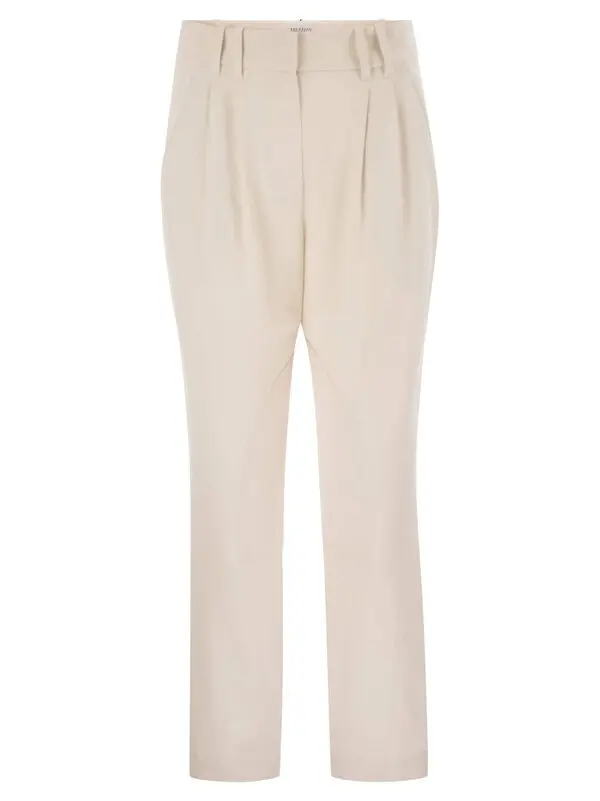 Brunello Cucinelli Stretch Viscose-wool Twill Equestrian Trousers With Jewellery - Cream