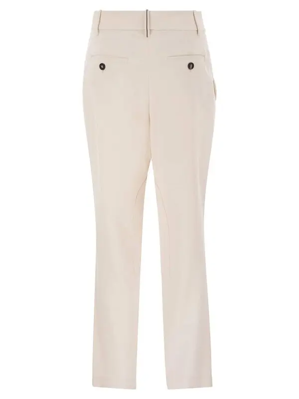 Brunello Cucinelli Stretch Viscose-wool Twill Equestrian Trousers With Jewellery - Cream