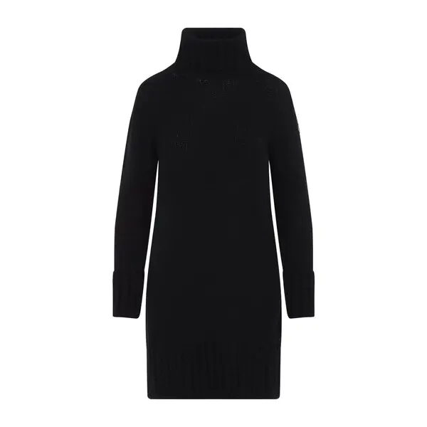 Moncler Wool-blend Turtleneck Knit Dress - Black